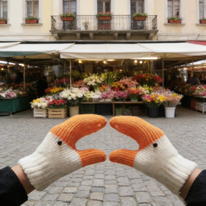 Winter Goose Gloves – Handmade 3D Goose Mittens, Funny Animal Knit ...