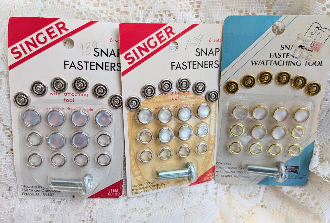 Vintage Singer Snap Fasteners, 3 Packs Snap Fasteners, 18 Sets of Snaps ...