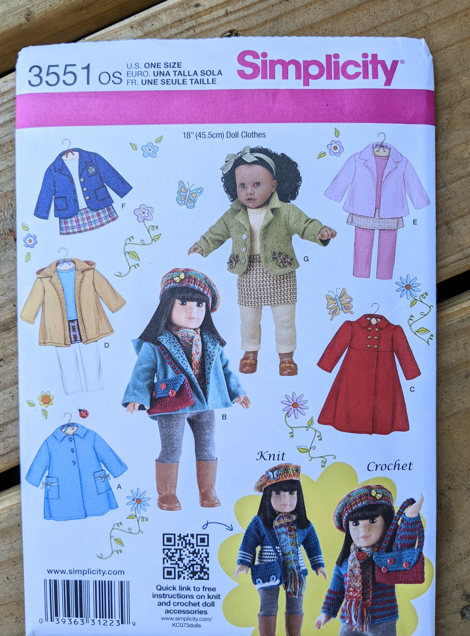 Simplicity Doll Patterns for 18 Dolls, Never Used Sewing Patterns, 1134 ...