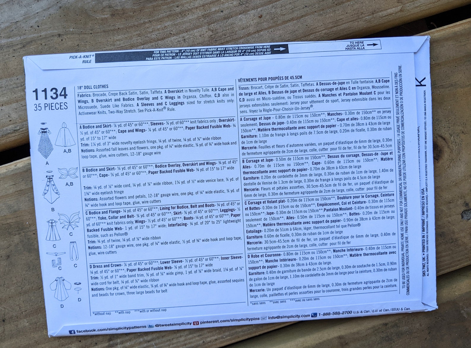 Simplicity Doll Patterns for 18 Dolls, Never Used Sewing Patterns, 1134 ...