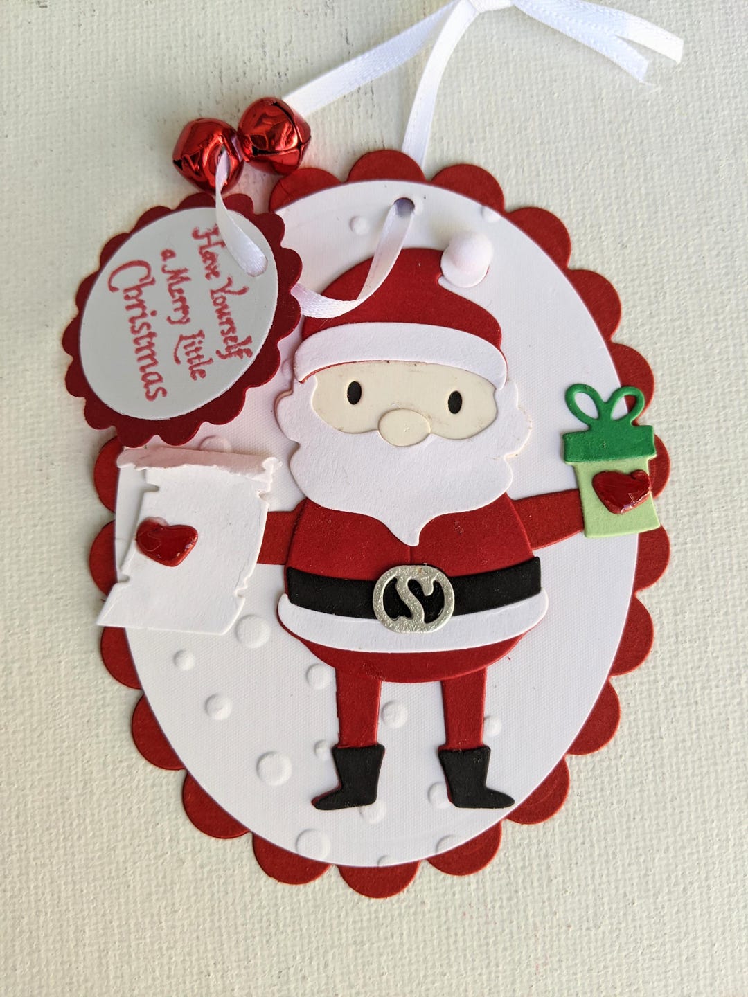 Handmade Santa Claus Gift Tags, Unique Embossed Holiday Tags, Jingle ...