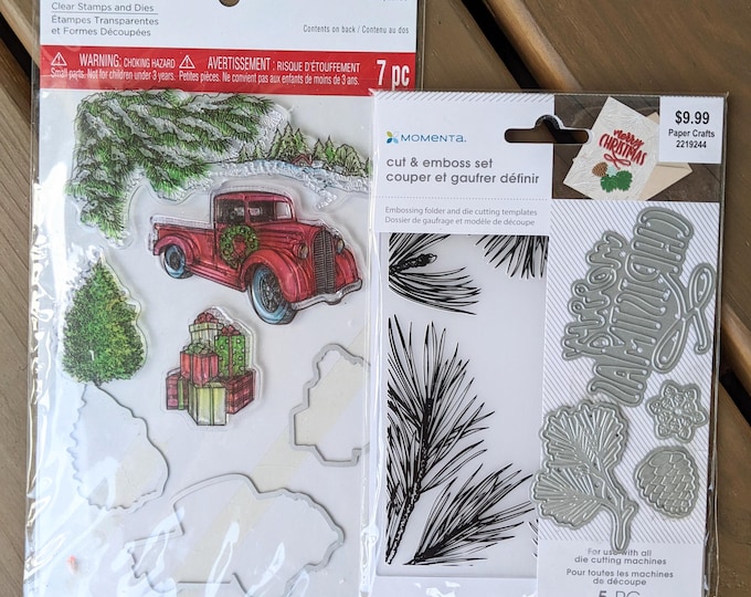 Christmas Clear Stamps and Dies, Cut and Emboss Set, Pinecone Die ...