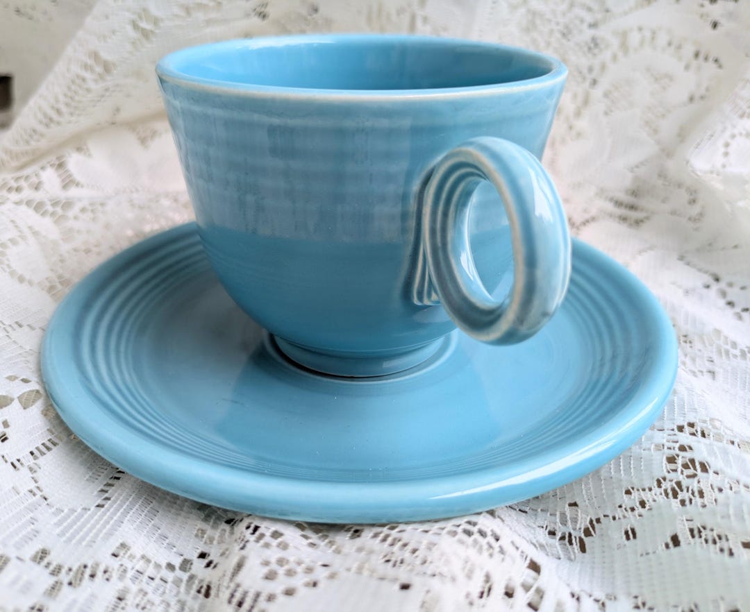 Vintage Fiesta Turquoise Tea Cup and Saucer, Tea Time Set - Etsy