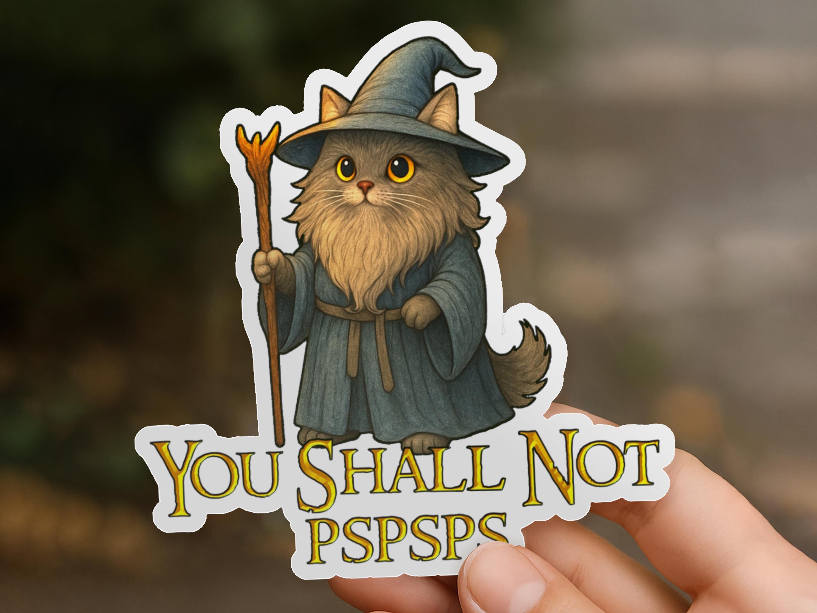 Gandalf Cat Sticker, Lord of the Rings Vinyl Decal, Funny Wizard Cat ...