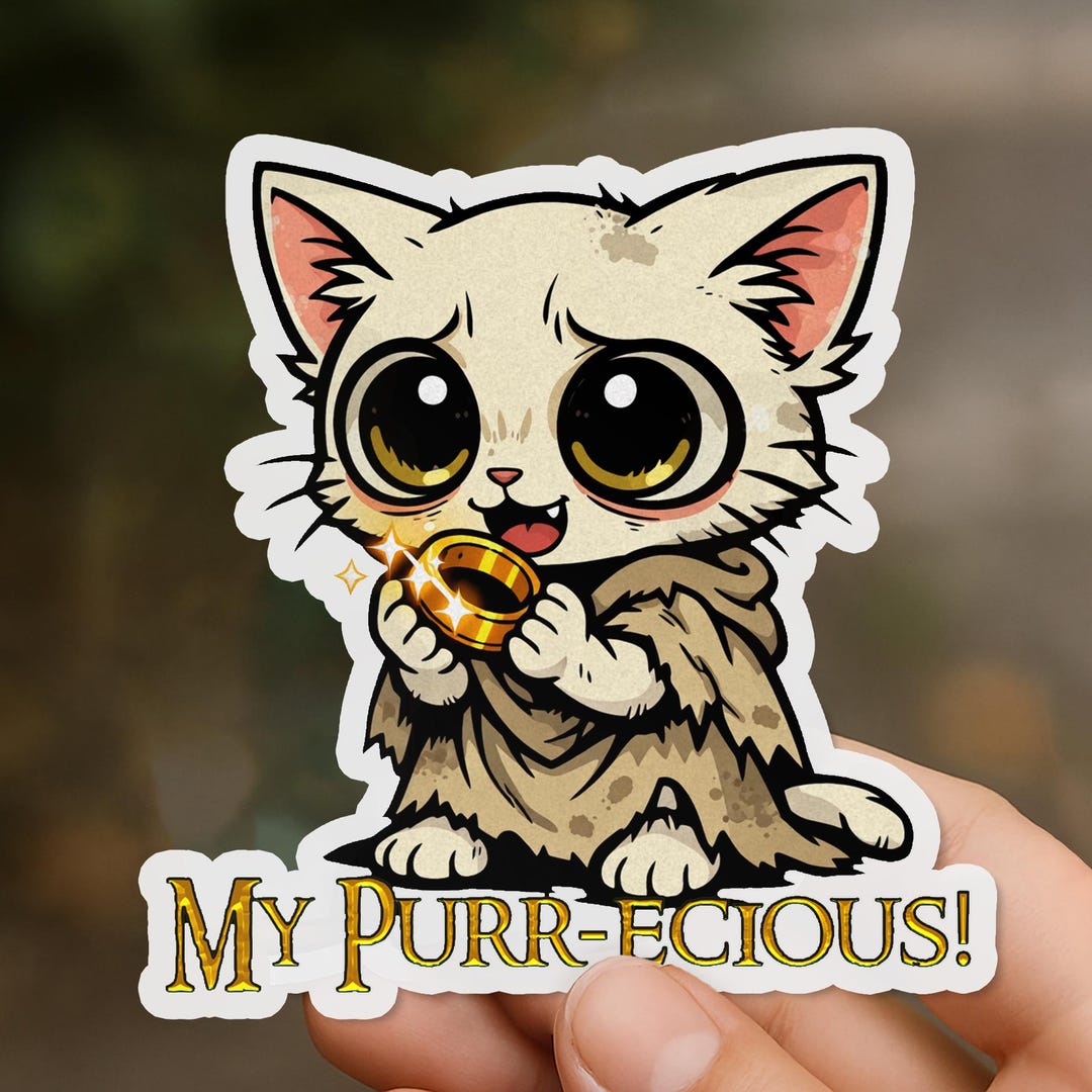 My Purr-ecious Cat Sticker | Funny Gollum Cat Decal | LOTR Parody ...