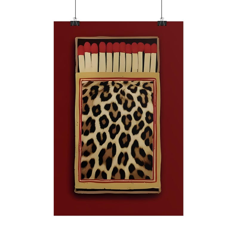 Retro Leopard Matchbox Print, Wall Art Decor, Vintage Home Decor, Room ...