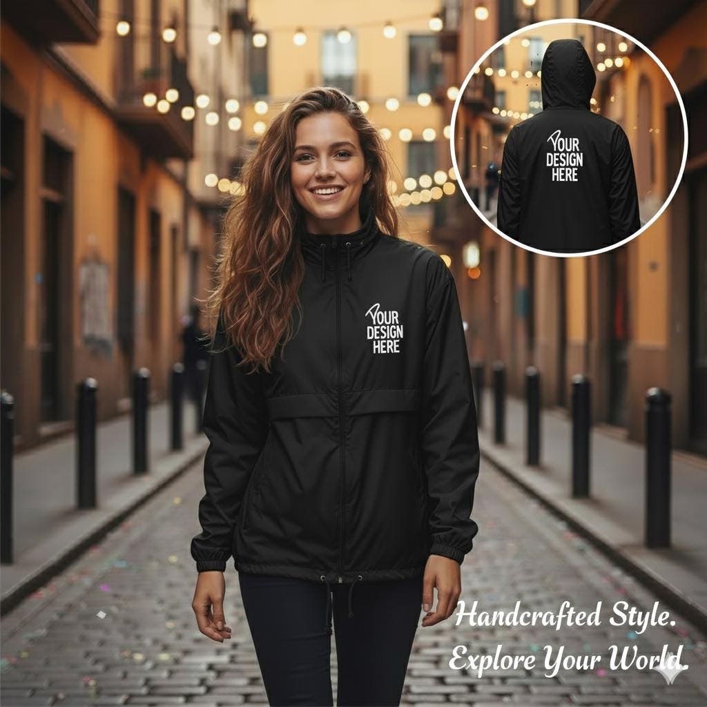 Custom Embroidered Zip-up Windbreaker Jacket | Lightweight, Water ...