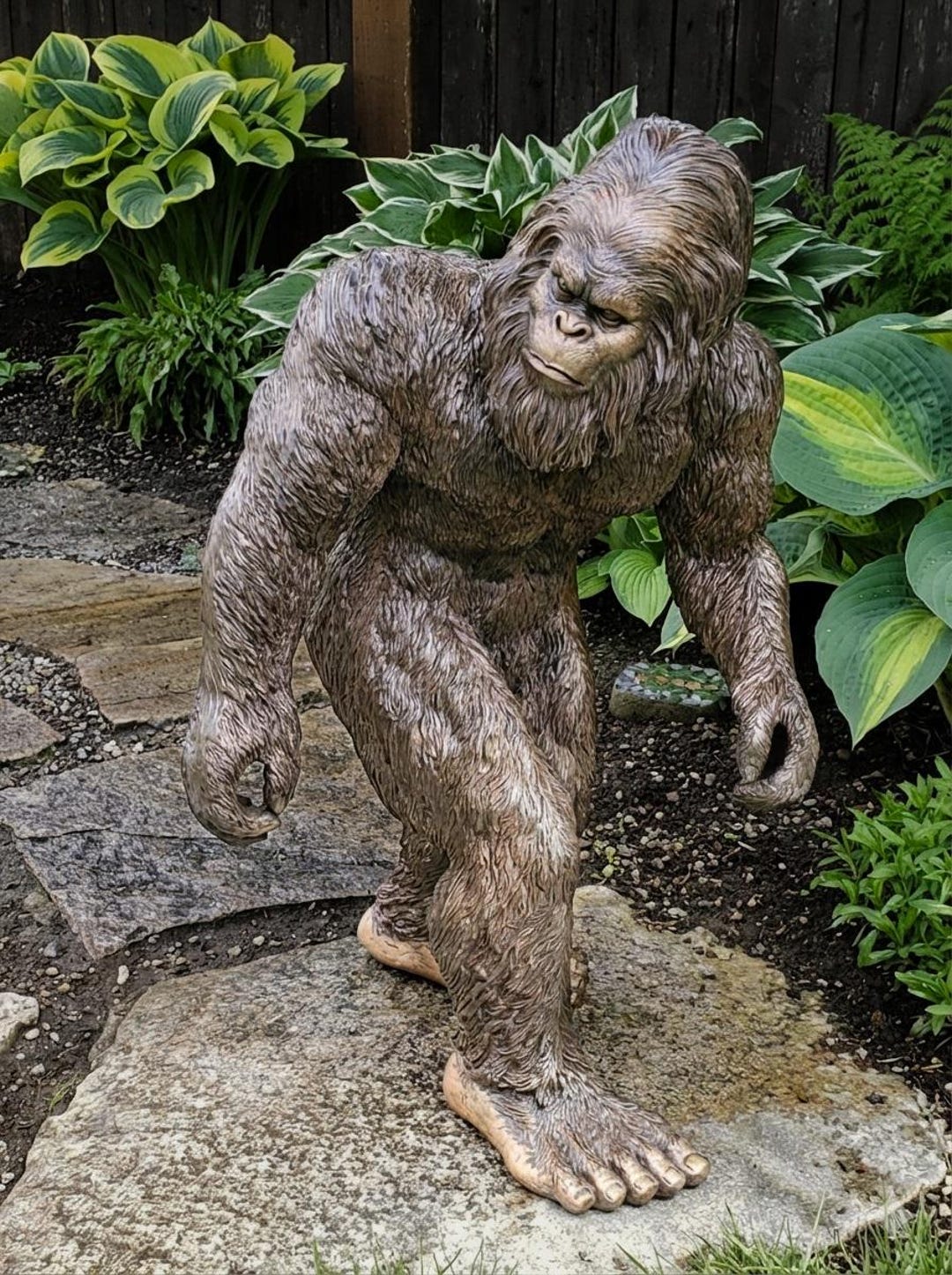 21 Inch Bigfoot Garden Statue | Yeti Sasquatch Outdoor Sculpture | Cast ...