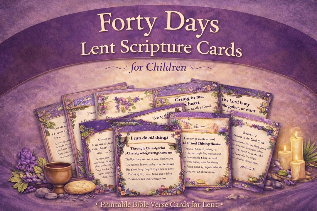 Forty Days - Lent Scripture Cards for Kids: Catholic Bible Verse Cards ...