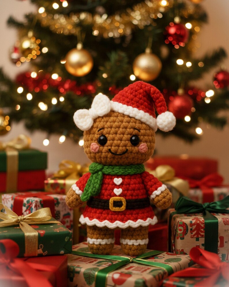 Gingerbread Girl Amigurumi Crochet Pattern – Christmas Holiday Doll ...