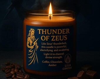 Thunder of Zeus Mythology Candle – Coffee, Chocolate & Amber Soy Wax ...