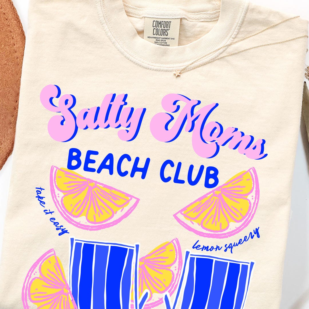 Salty Moms Beach Club Tee, Comfort Colors Garment Dyed T-shirt - Etsy