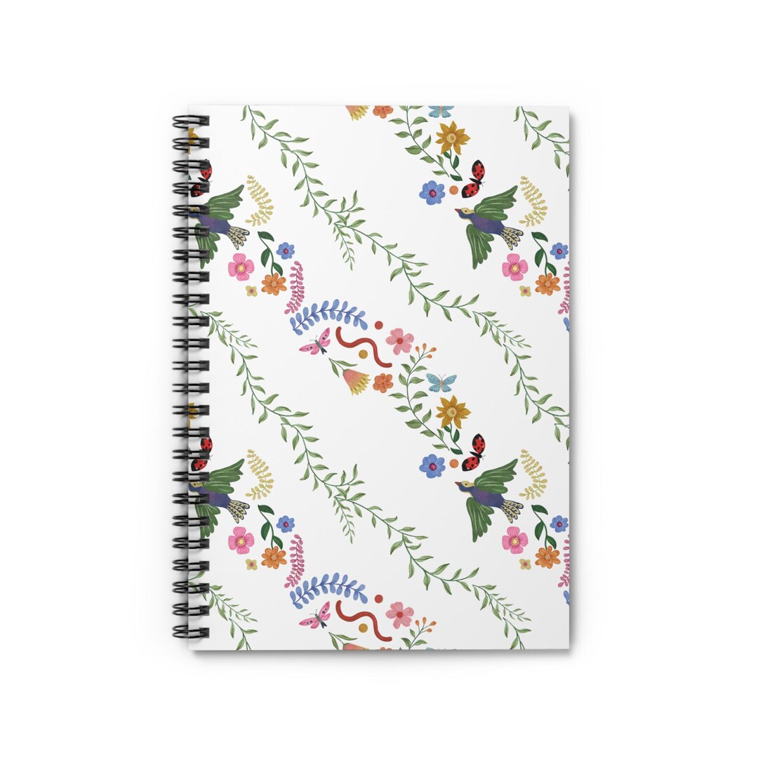 Whimsical Floral Hummingbird Spiral Notebook | Ruled Journal - Etsy