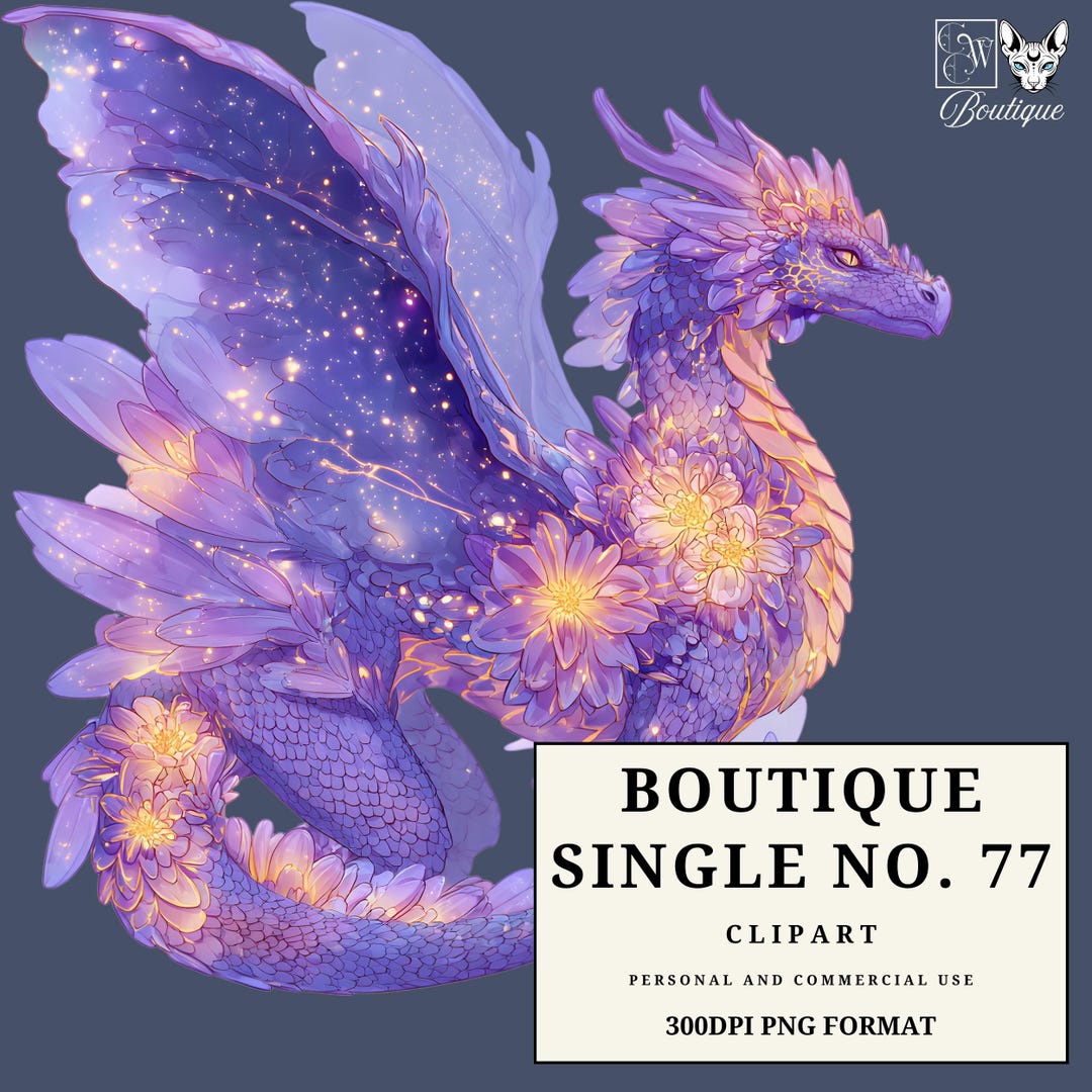 Purple Floral Dragon Clipart, Fantasy Flower Dragon PNG, Botanical ...