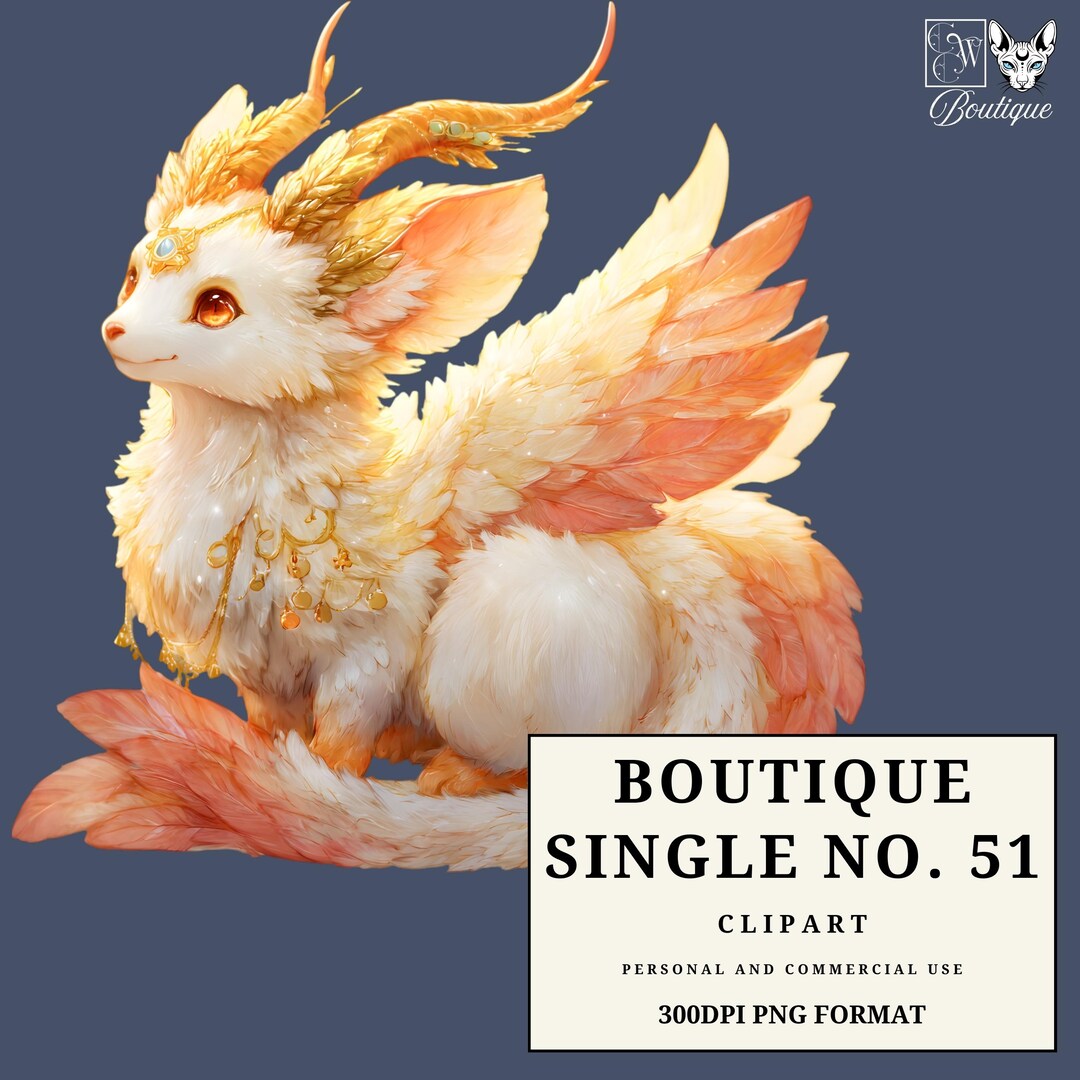 Fantasy Winged Fox Clipart – Golden Light Familiar PNG, Celestial ...