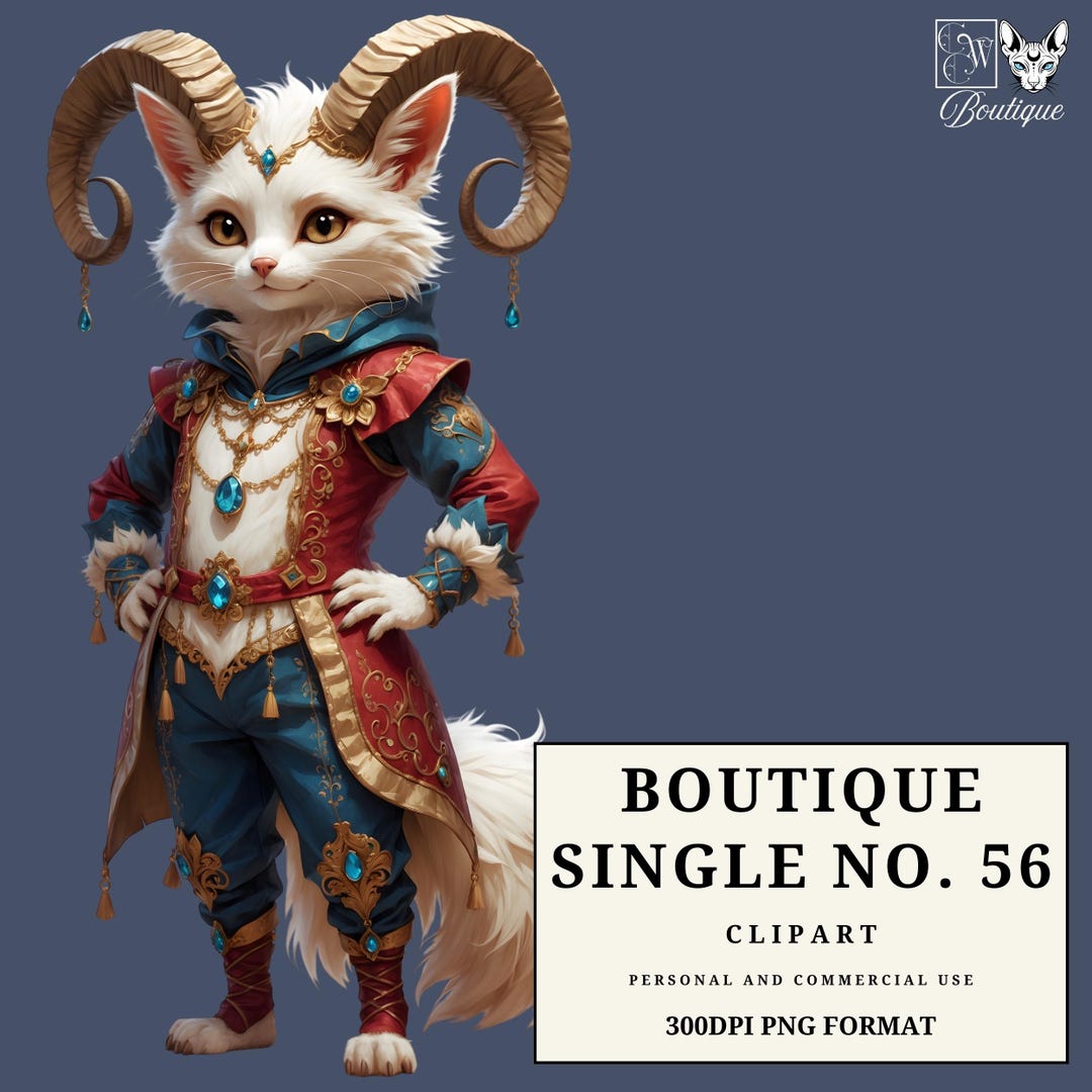 Ram-horned Fox Noble Clipart PNG, Fantasy Aristocrat Animal Character ...