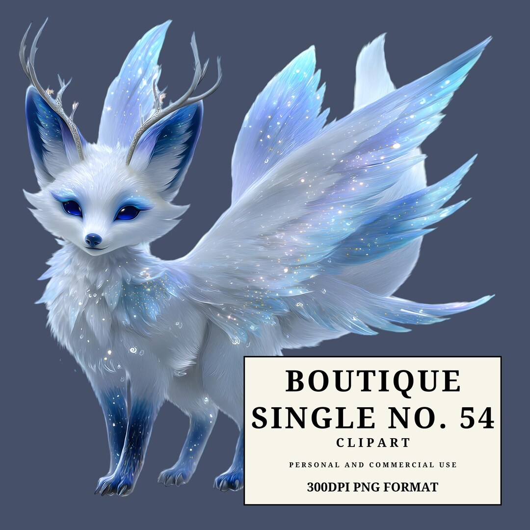 Celestial Winged Fox Fantasy Clipart PNG, Blue Spirit Creature Art ...
