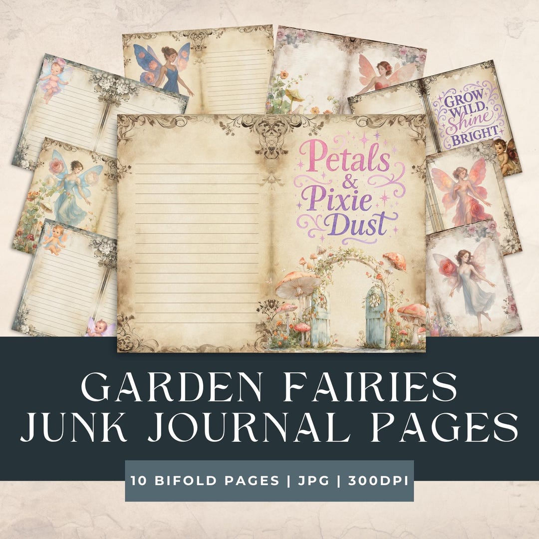 Garden Fairies Junk Journal Pages | Vintage Fairy Printable Kit | 10 ...
