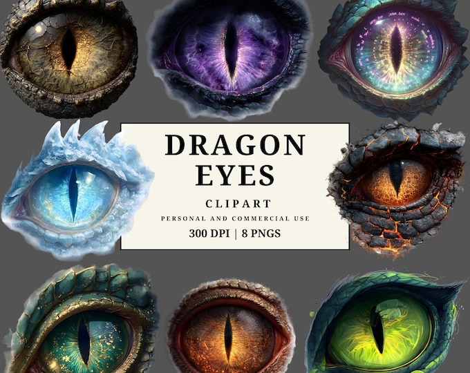Dragon Eye Clipart Fantasy Dragon PNG Bundle Closeup Eye Graphics PNG ...