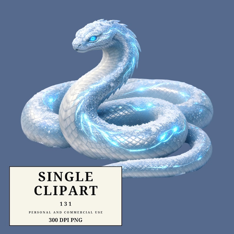 Ice Serpent Clipart, Snow Dragon Snake PNG, Winter Fantasy Serpent Art ...