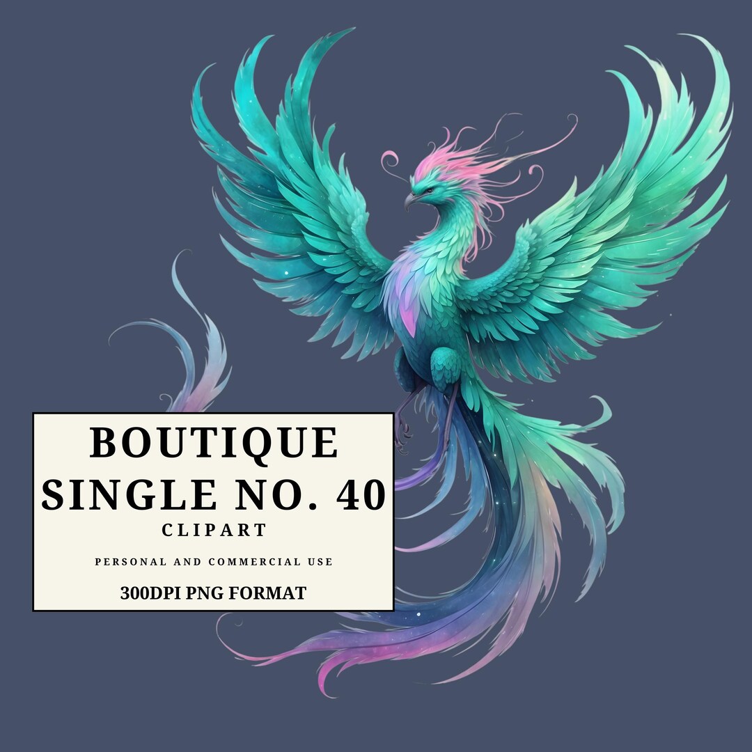 Phoenix Bird Clipart | Fantasy Phoenix PNG | Teal Mythical Bird ...