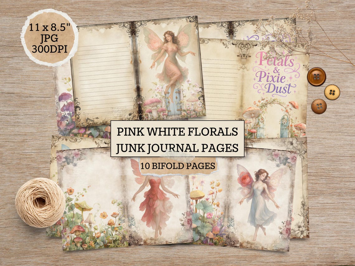 Garden Fairies Junk Journal Pages | Vintage Fairy Printable Kit | 10 ...