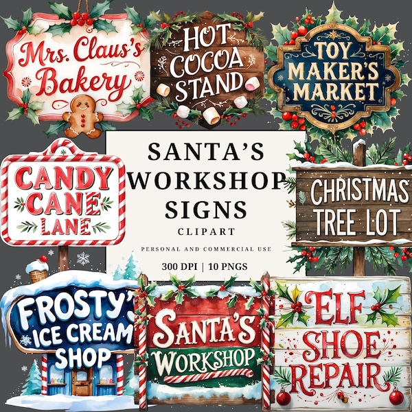 Santas Workshop Clipart - Etsy