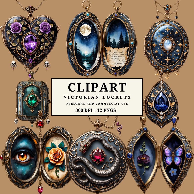 Victorian Locket Clipart PNG | Gothic Locket Clipart | Dark Jewelry ...
