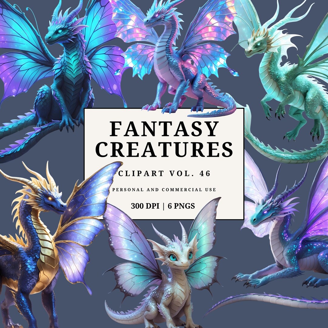 Fantasy Dragon Clipart, Fairy Winged Dragon Pngs, Mystical Creature Art ...