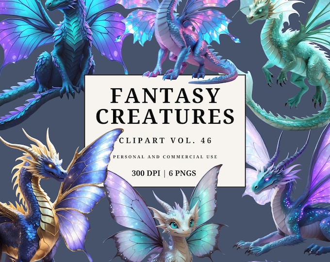 54 Images Fantasy Dragon Images Digital Art Printable Kit Instant ...