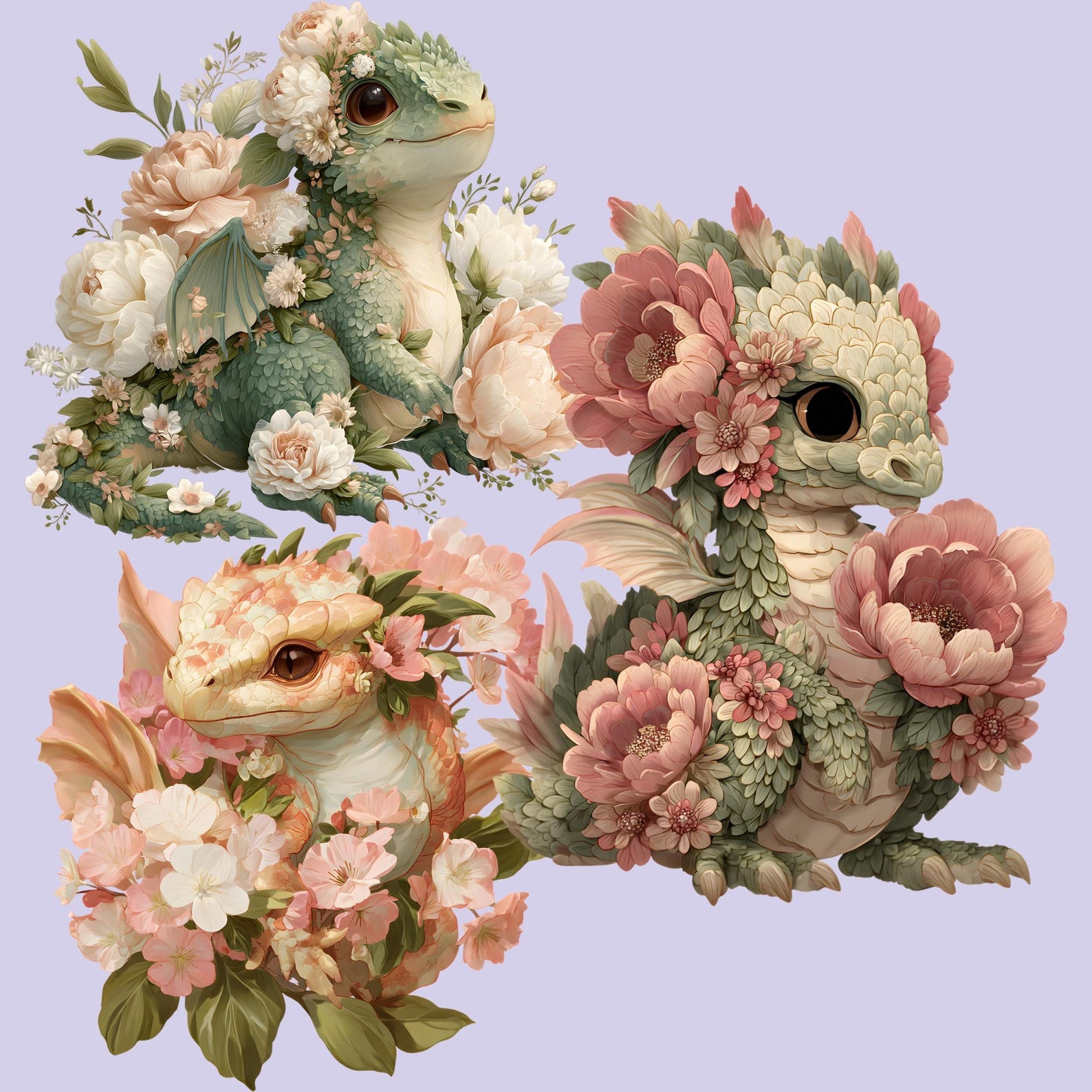 Floral Dragon Clipart Fantasy Creatures Clipart Vol 89 | PNG ...