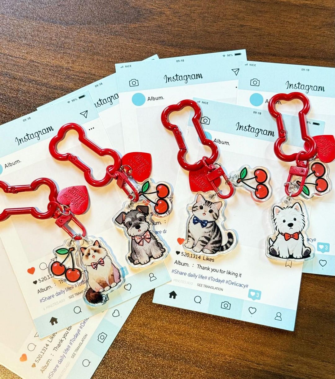 Cartoon Pet Acrylic Keychains – Creative Cat and Dog Pendants, Gift for ...
