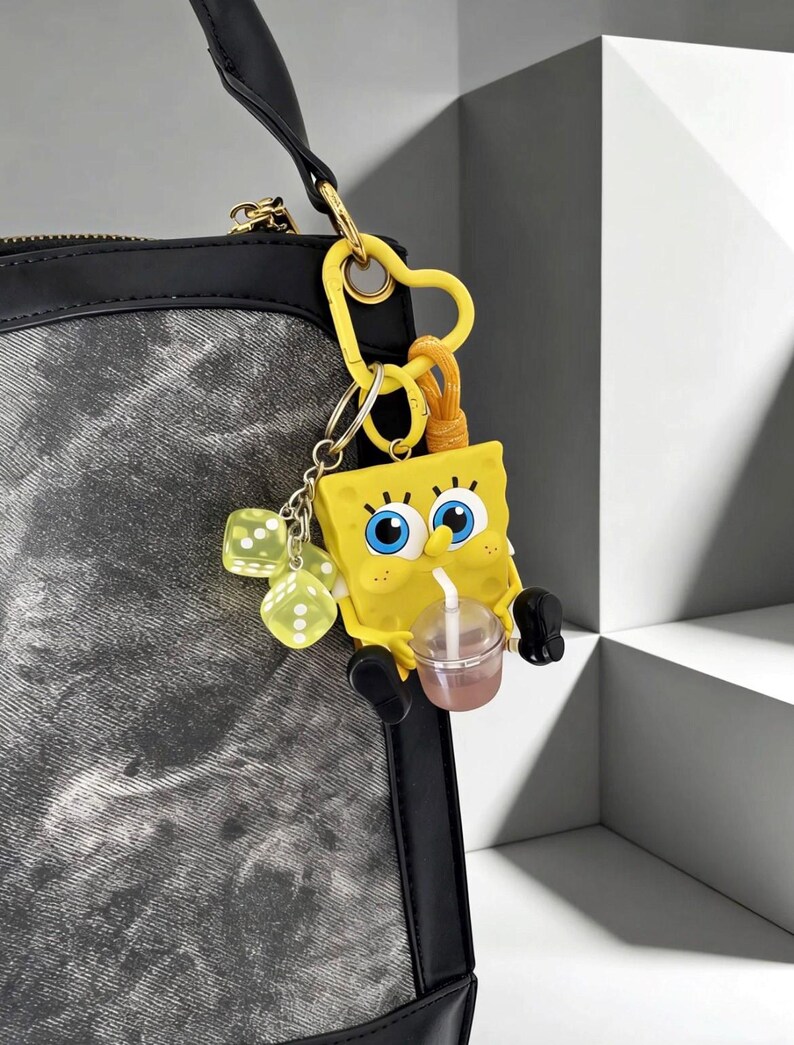 Spongebob Squarepants Keychain - Cartoon Bag Charm, Creative Gift - Etsy