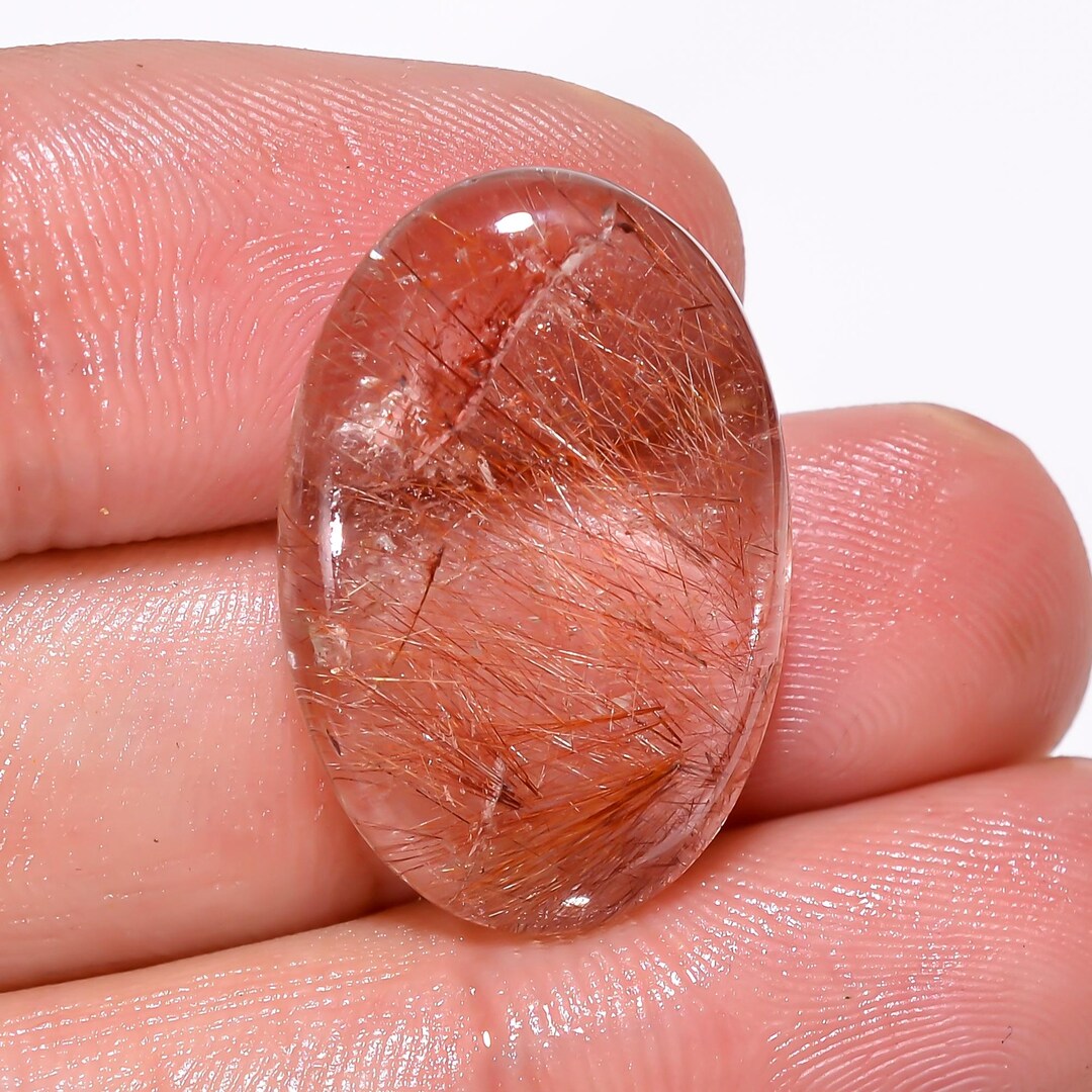 100% Natural Red Rutile Quartz, Oval Shape Cabochon, Loose Gemstone for ...
