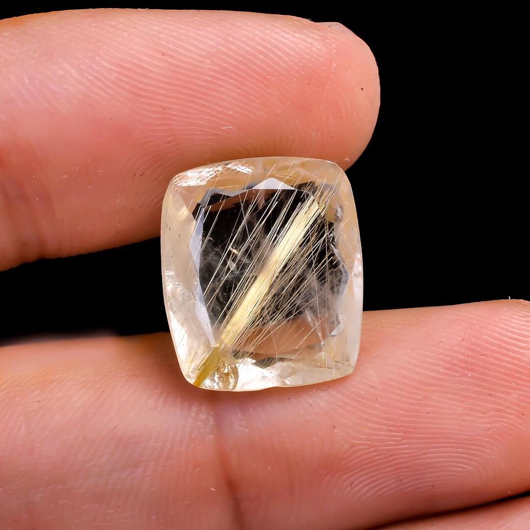 100% Genuine Golden Rutile Quartz, Radiant Shape Cut Gemstone for ...