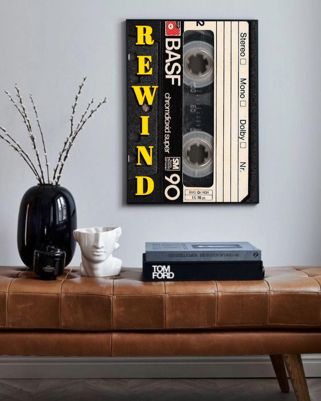 Tape Rewind Retro Poster | Music Vintage Digital Wall Art | Bold ...