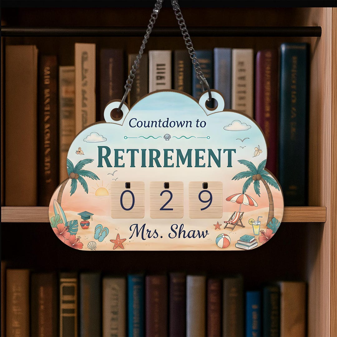Personalized Retirement Countdown Sign, Custom Beach Vacation Theme ...