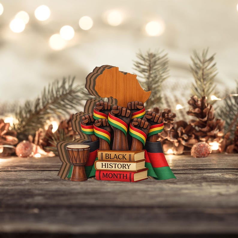 Black History Month Wood Decor, African American Heritage Tabletop Art ...