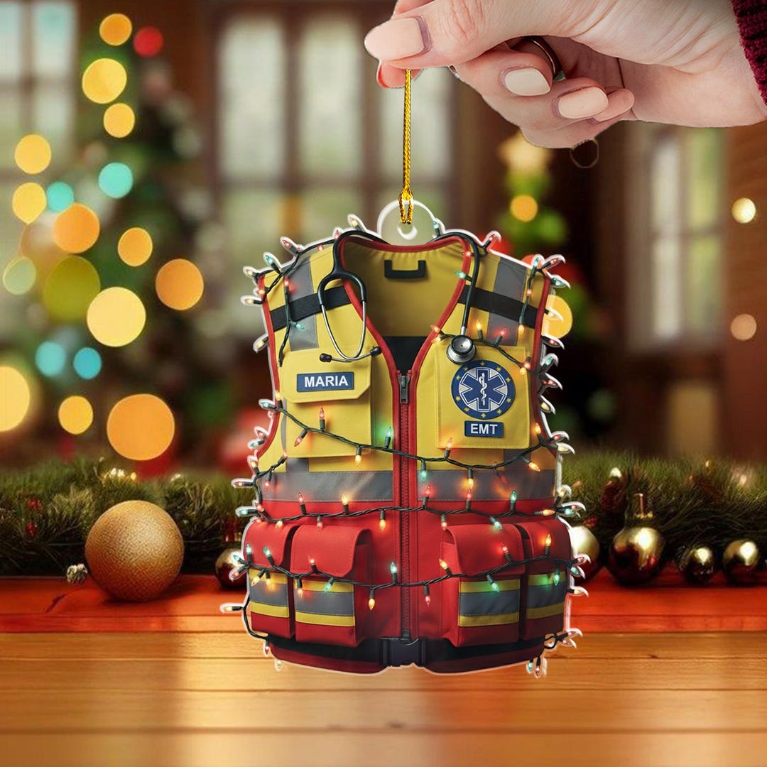 Personalized EMT Vest Ornament, Custom Paramedic Christmas Gift, EMS ...