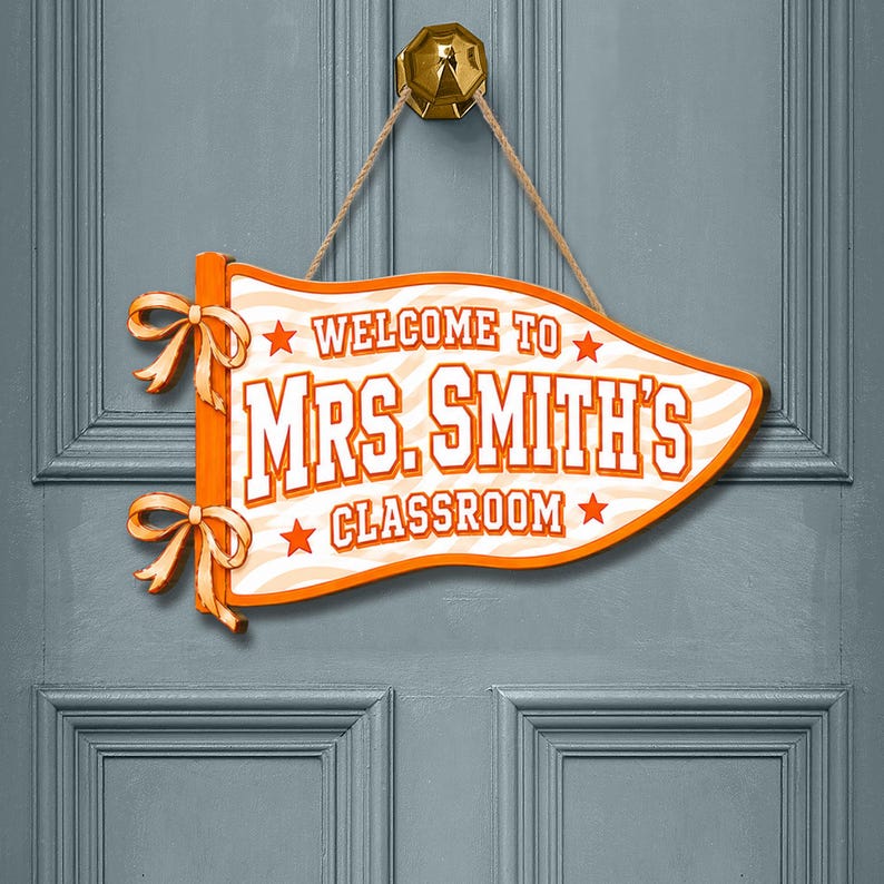 Personalized Classroom Pennant Sign 2026, Teacher Door Hanger, Welcome ...