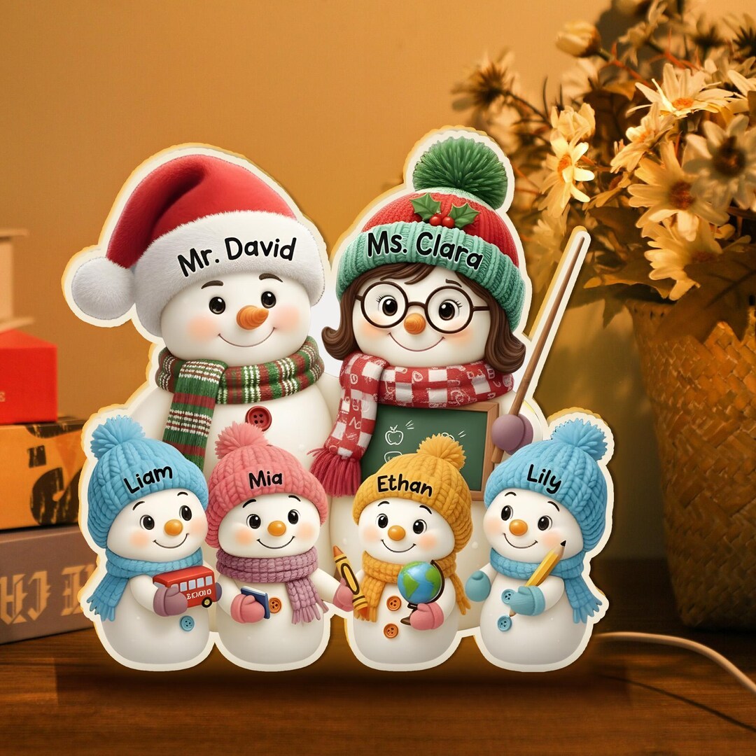 Personalized Teacher Class Snowman Ornament, Custom Christmas Gift for ...