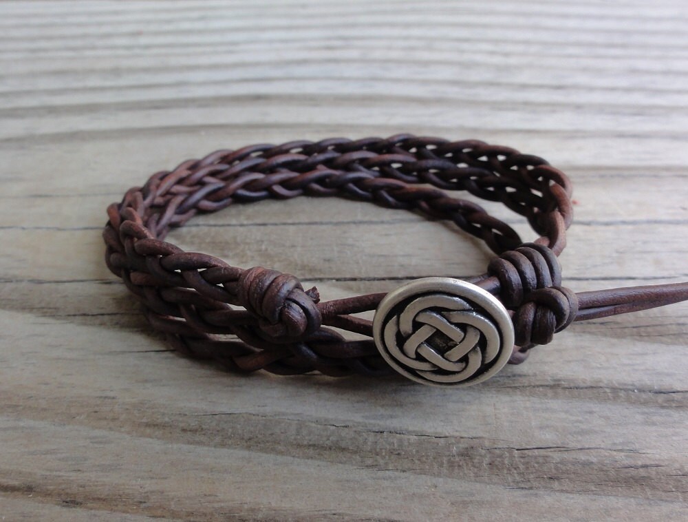Braided Leather Wrap Bracelet Antique Brown Leather Cord - Etsy