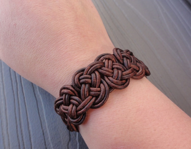 Wide Leather Celtic Knot Bracelet - Single Leather Wrap Bracelet ...