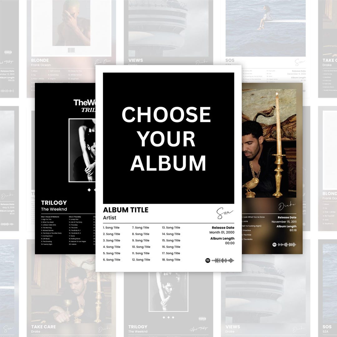 Custom Album Cover Poster Tracklist Wall Art Hiphop Decor Music Gift ...