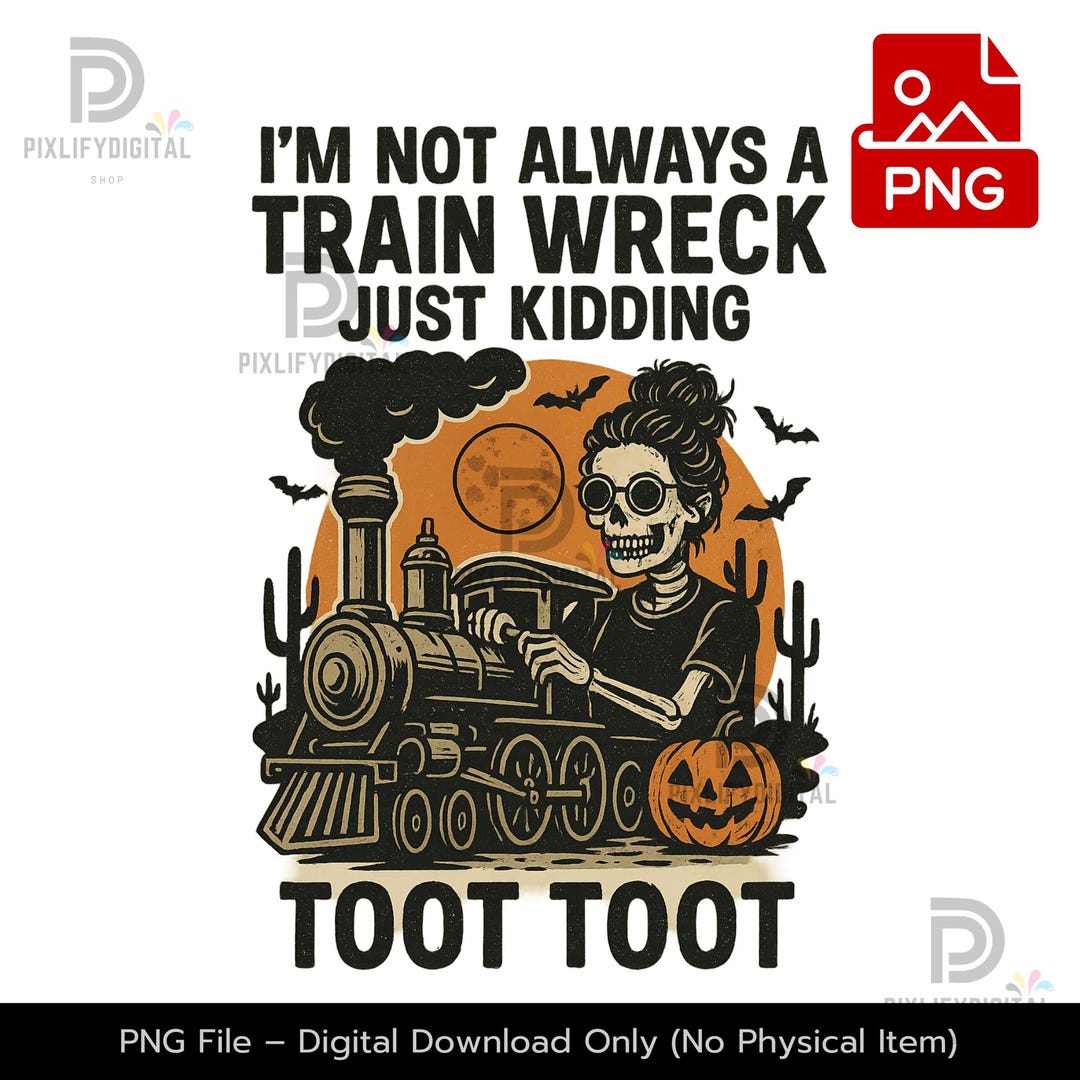Funny Skeleton Retro PNG , Train Wreck Halloween , Spooky Vintage ...