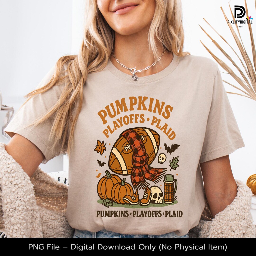 Pumpkins Playoffs Plaid PNG | Retro Fall Football Pumpkin Design ...