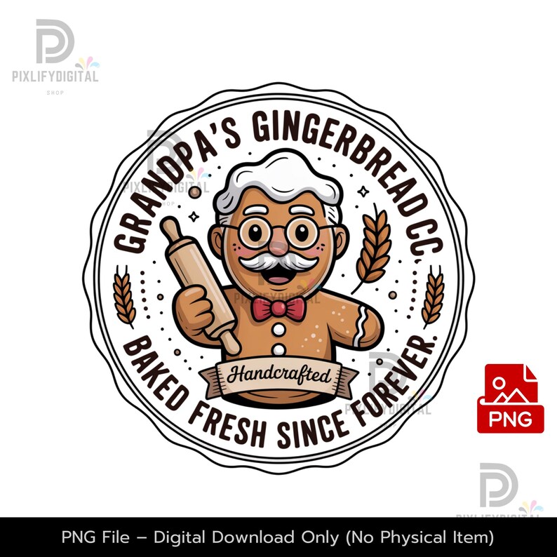 Grandpa’s Gingerbread Co PNG, Retro Christmas Baking Design, Cute ...