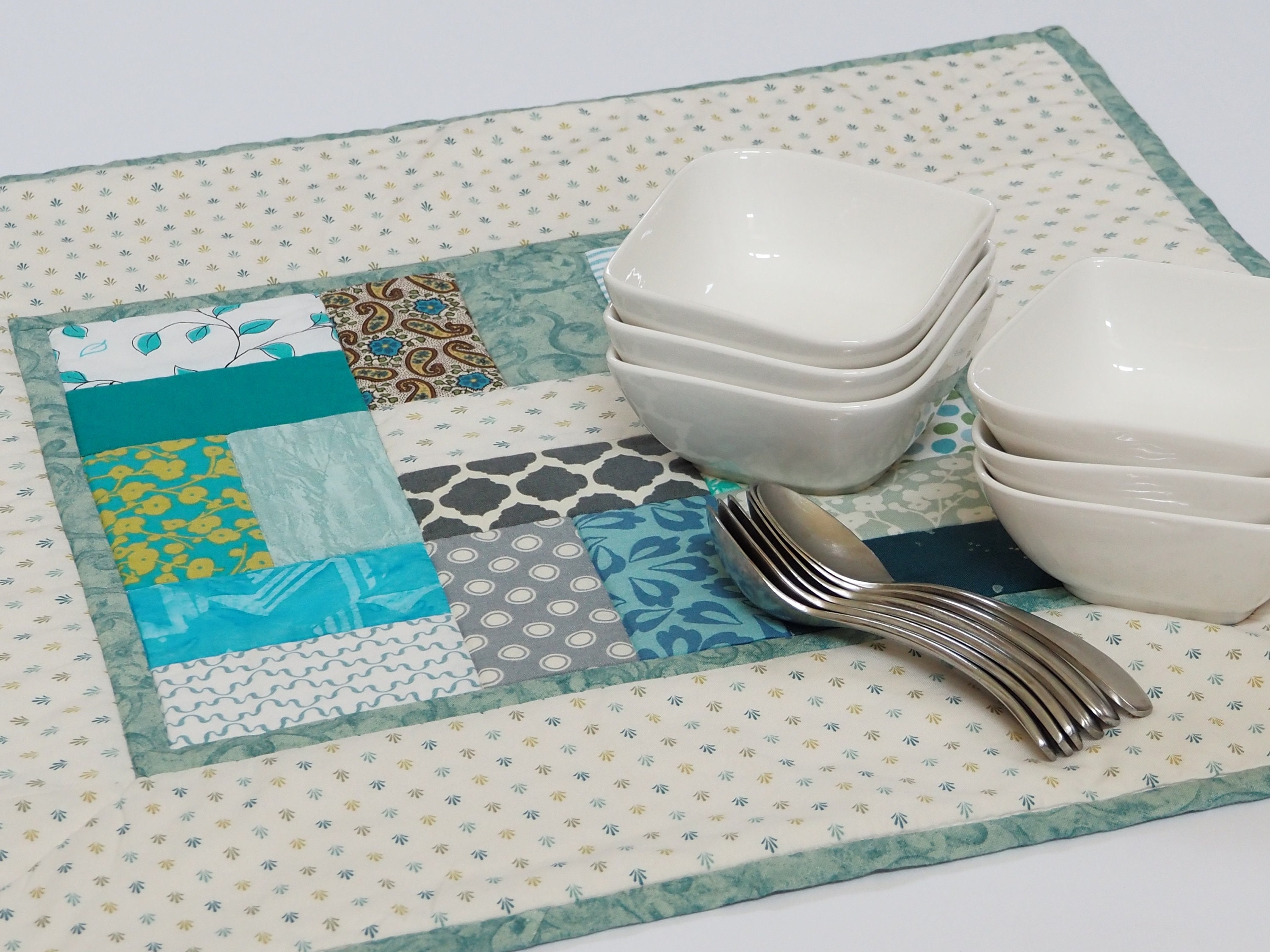 Aqua Quilted Table Topper - Etsy