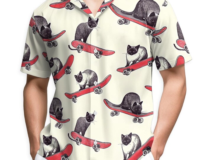 SK8R CAT Button-up Shirt, Casual Top - Etsy Canada
