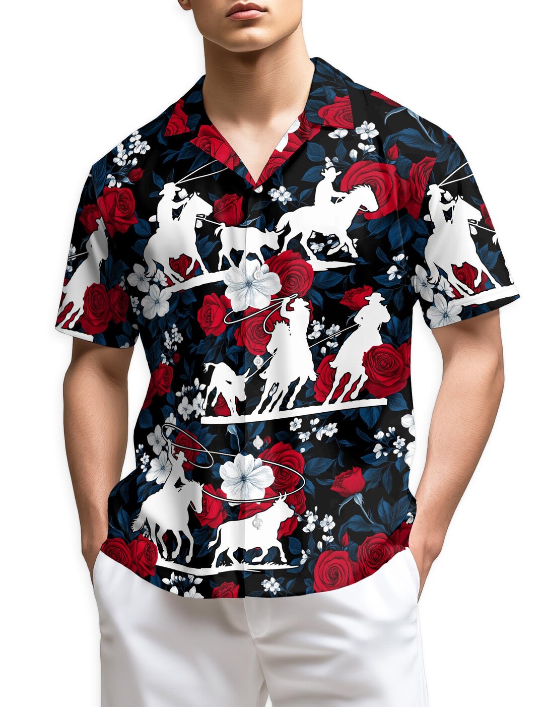 Cowboy Rodeo Hawaiian Shirt, Western Horse Riding Aloha Shirt With ...